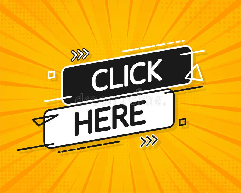 Icon with Click Here Banner for Web Marketing Design. Flat Deign ...