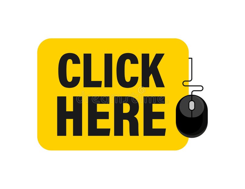 Icon with Click Here 3D Button on White Background for Web Marketing ...