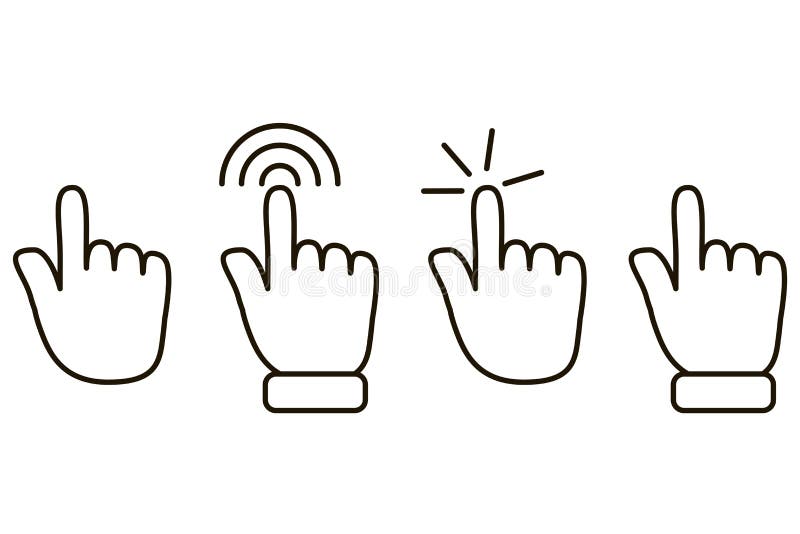 Icon Click with Your Finger. Vector Image, Touch Here. Hand Push To the ...