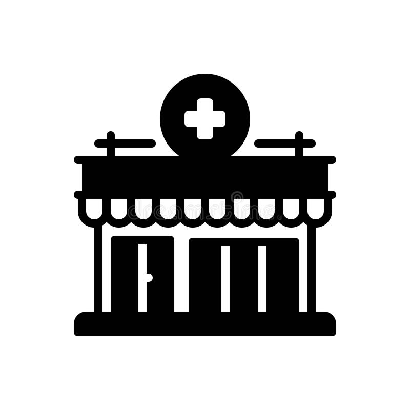 Black Solid Icon for Clinic, Hospital and Dispensary Stock Vector ...