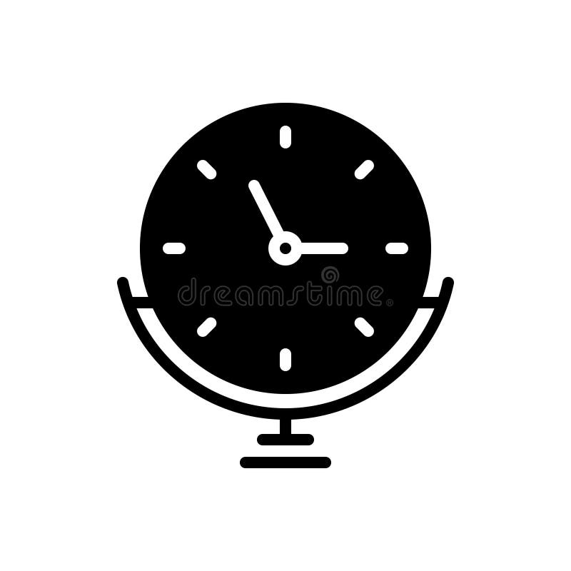 Black Solid Icon for Clock, Stand and Alarm Stock Vector - Illustration ...