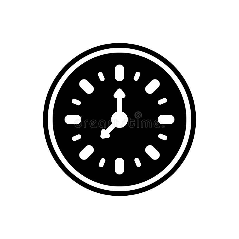 Black Solid Icon for Clock, Time and Hour Stock Illustration ...
