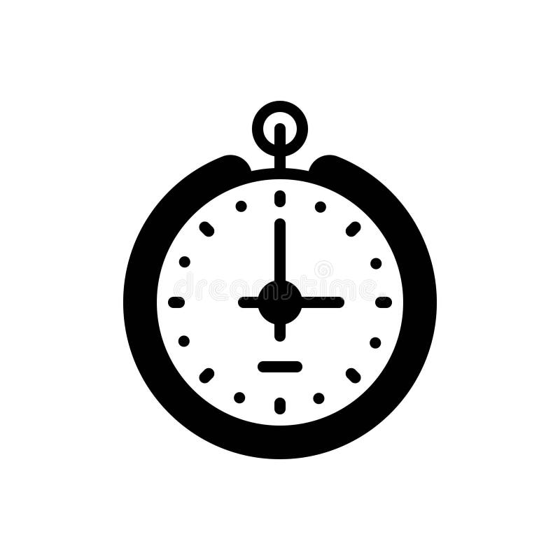Black Solid Icon for Clock, Timer and Time Stock Illustration ...