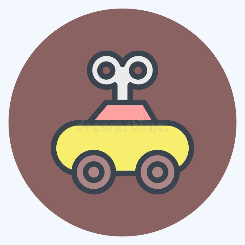 Icon Clockwork Car. Suitable for Kids Symbol. Color Mate Style. Simple ...