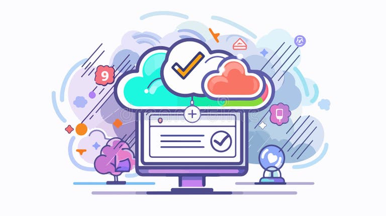 Cloud Computing Check Mark Connection Technology Concept Image Stock ...