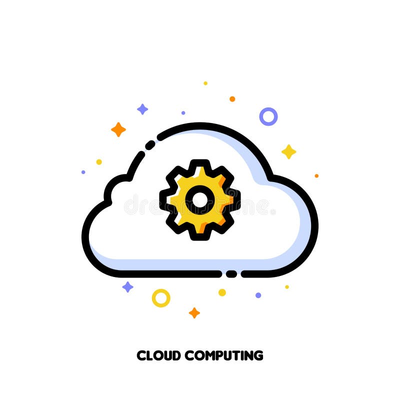 Icon of Cloud and Gear for Cloud Data Technology Solutions Concept ...