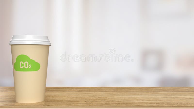 The Icon Co2 on Coffee Cup for Eco or Environment Concept 3d Rendering ...