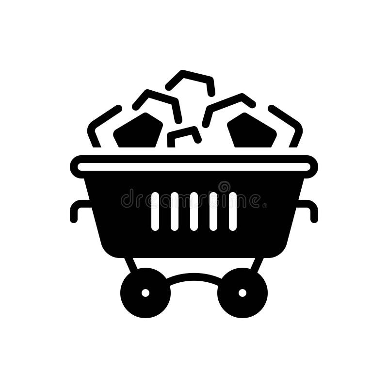 Black Solid Icon for Coal Mining, Coal and Trolley Stock Vector - Illustration of black, mining ...