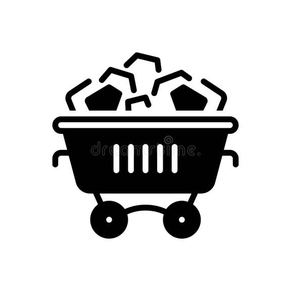Black Solid Icon for Coal Mining, Coal and Trolley Stock Vector ...