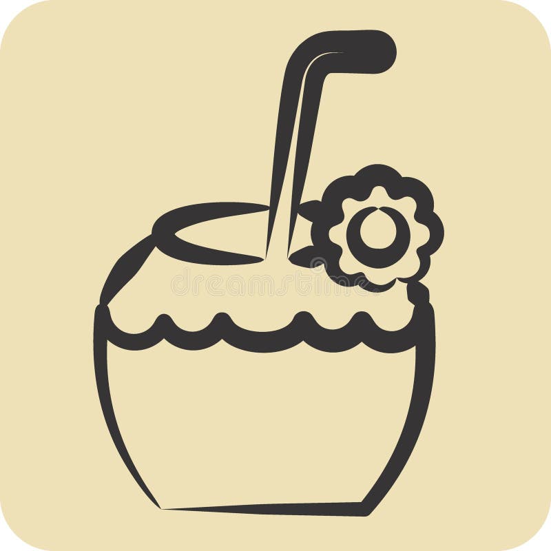 Icon Coconut. Related To Hawaii Symbol. Hand Drawn Style. Simple Design ...