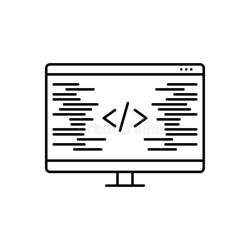 Black Line Icon for Coding, Programming and Software Stock Illustration ...
