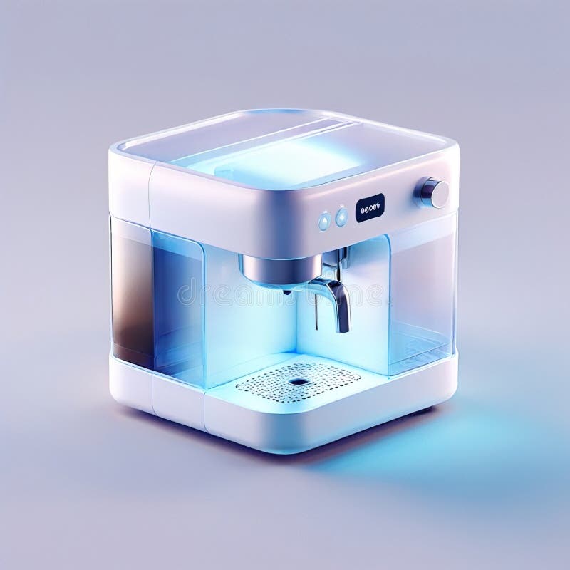 Icon of Coffee Machine, Glossy Glass Style Stock Illustration ...