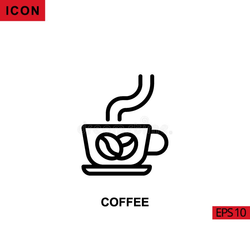Icon Coffee. Outline, Line or Linear Vector Icon Symbol Sign Collection ...