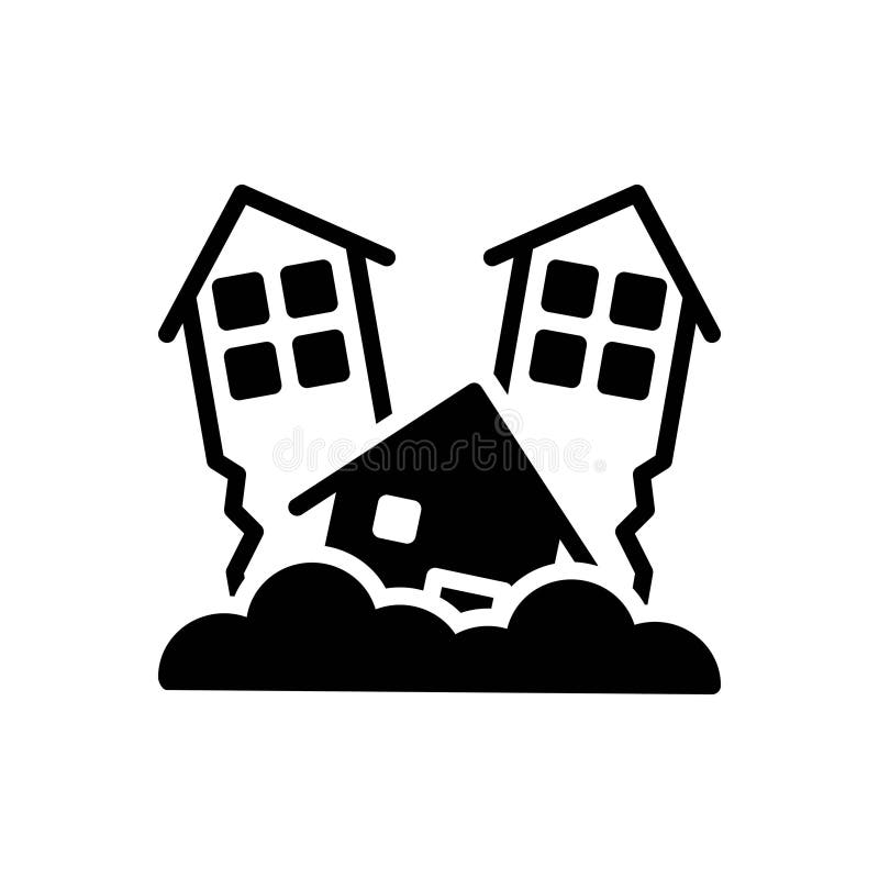 Black Solid Icon for Collapse, Catastrophe and Disintegration Stock ...