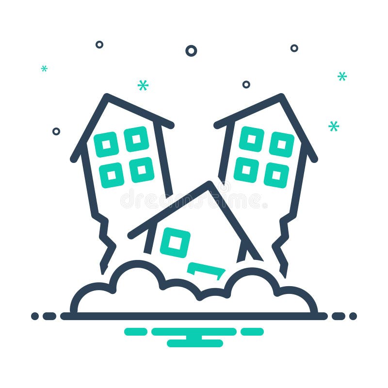 Mix Icon for Collapse, Catastrophe and Disaster Stock Vector ...