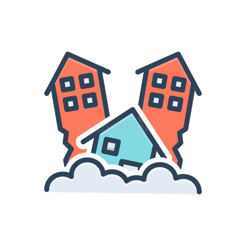 Color Illustration Icon for Collapse, Catastrophe and Destruction Stock ...