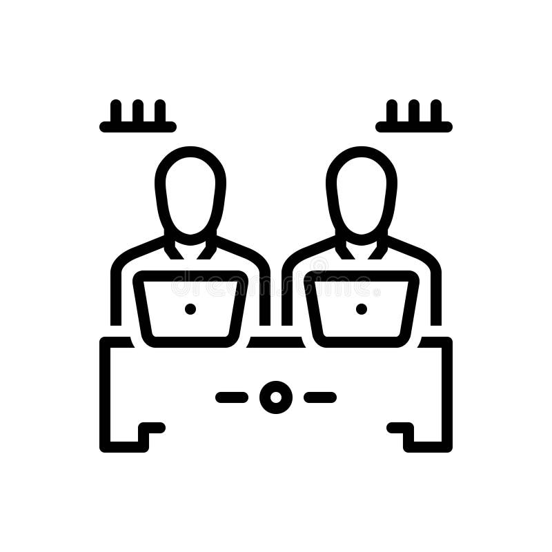 Black Line Icon for Colleague, Fellow and Worker Stock Illustration ...