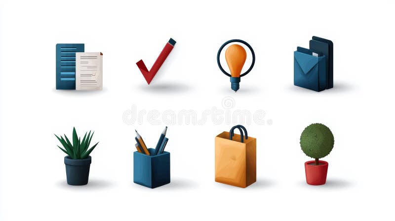 Icon Collection for Business and Office Tasks Stock Illustration ...