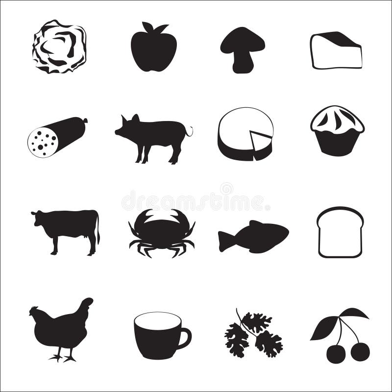 Food Type Icons Stock Illustrations – 2,283 Food Type Icons Stock ...