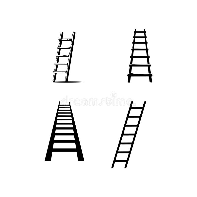 Ladder Silhouette Icon Collection Stock Illustration - Illustration of ...