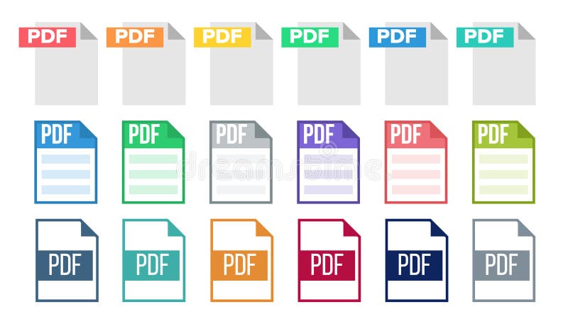 Icon Collection of Pdf Document File Set Vector Stock Vector ...