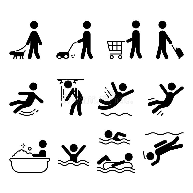 Icon Collection People Doing Various Activities Stock Vector ...