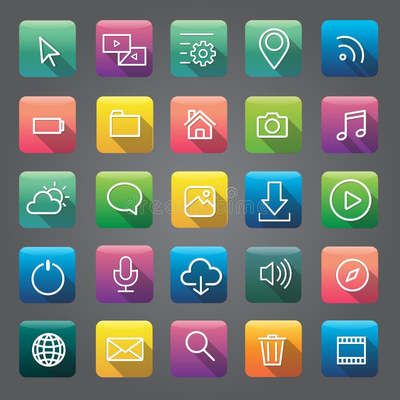 Icon Collection Vector Application Content Concept Stock Vector ...