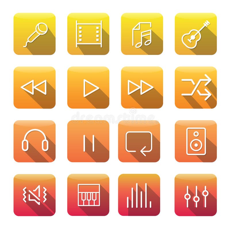Icon Collection Vector Music Media Concept Stock Vector - Illustration ...
