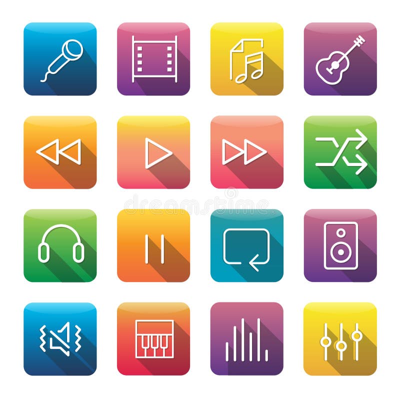 Icon Collection Vector Music Media Concept Stock Vector - Illustration ...