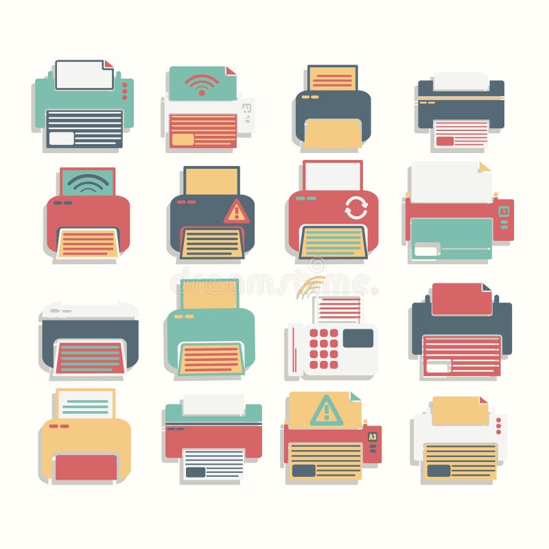 Icon Color Printer set stock vector. Illustration of page - 40182227