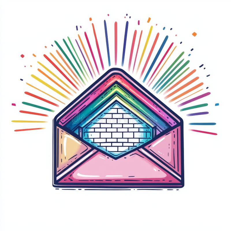 Icon of Colorful Open Envelope with Radiating Lines Symbolizing Email ...