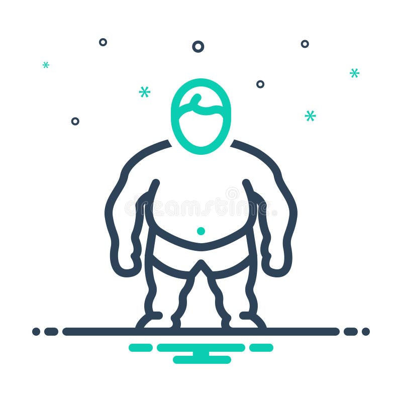 Mix Icon for Comorbidity, Overweight and Portly Man Stock Vector ...