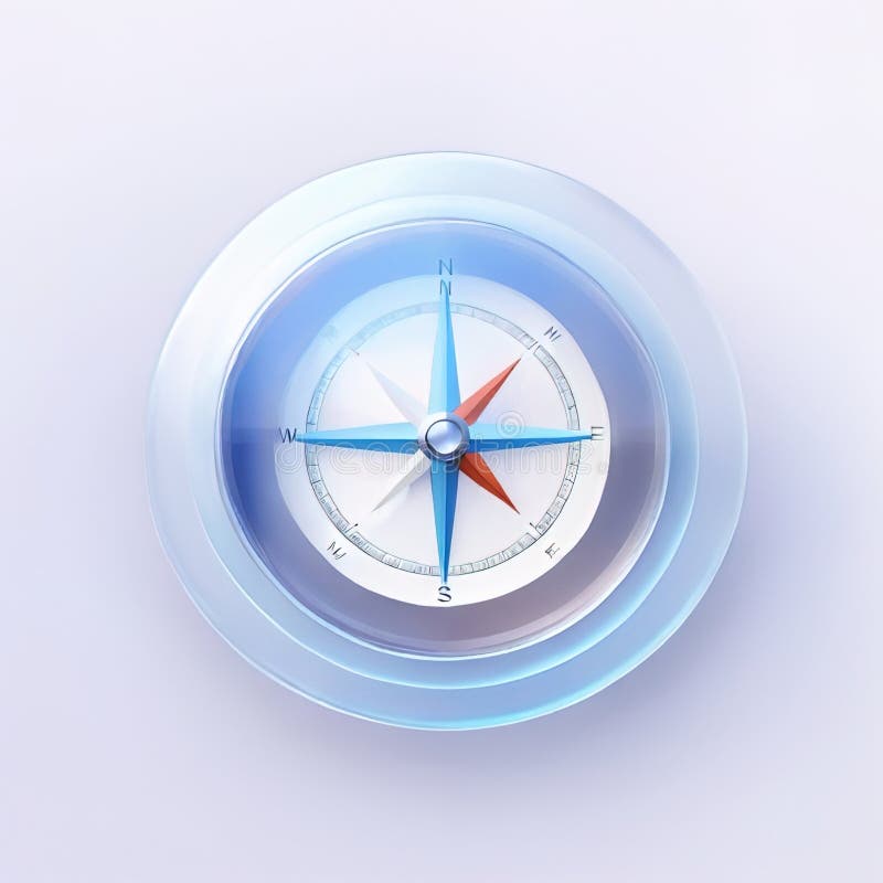 Icon of Compass, Glossy Glass Style Stock Illustration - Illustration ...