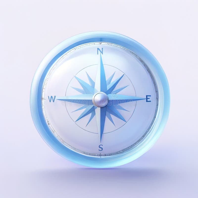 Icon of Compass, Glossy Glass Style Stock Illustration - Illustration ...