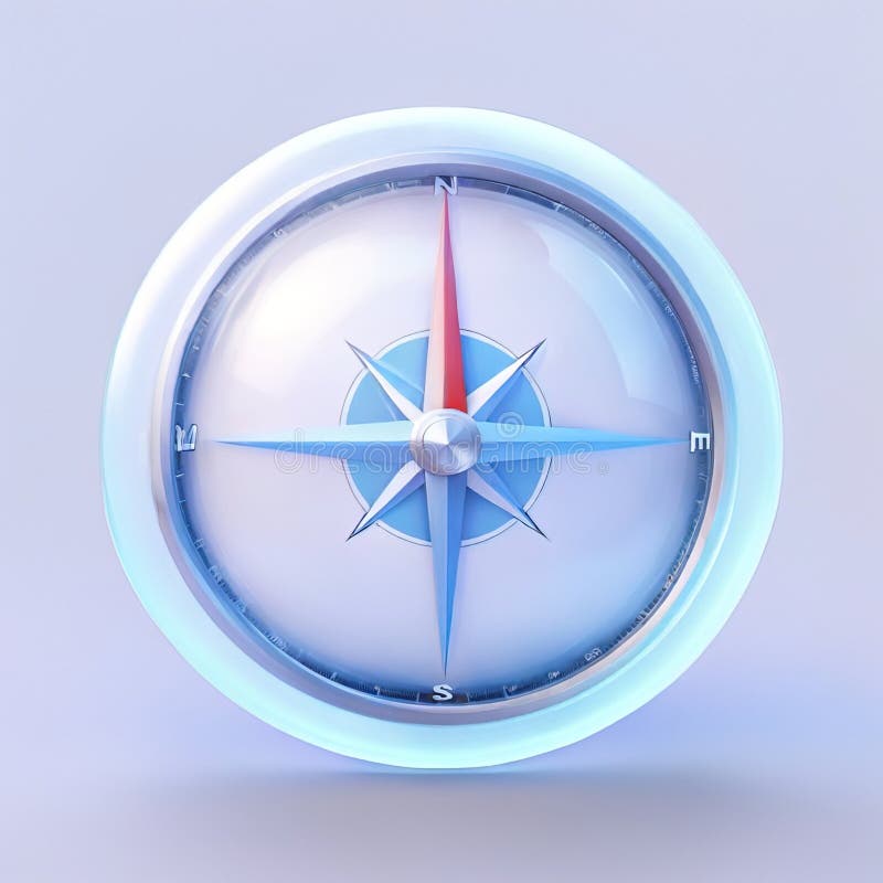 Icon of Compass, Glossy Glass Style Stock Illustration - Illustration ...