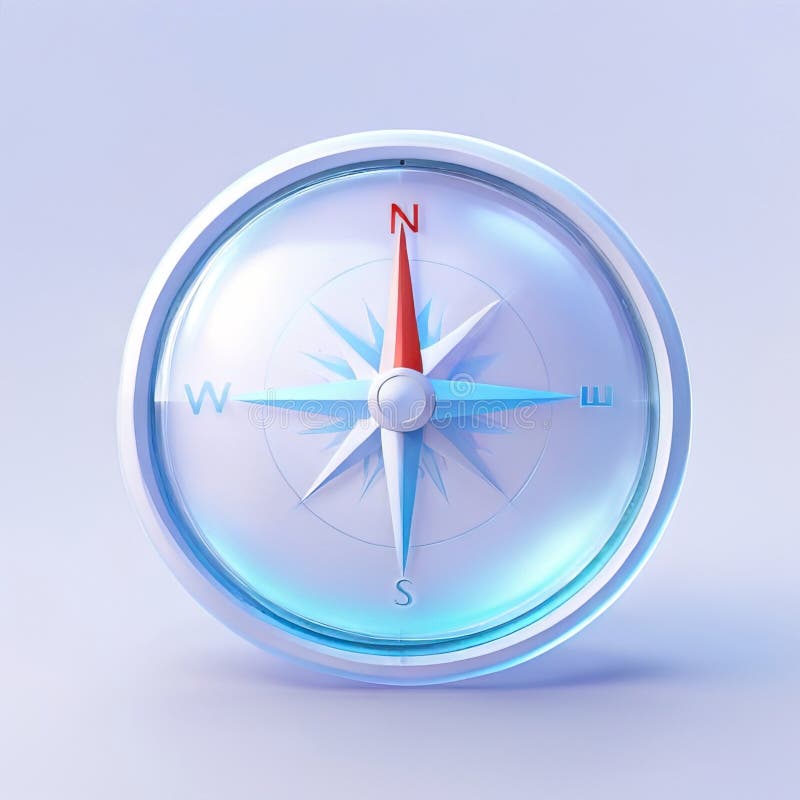 Icon of Compass, Glossy Glass Style Stock Illustration - Illustration ...