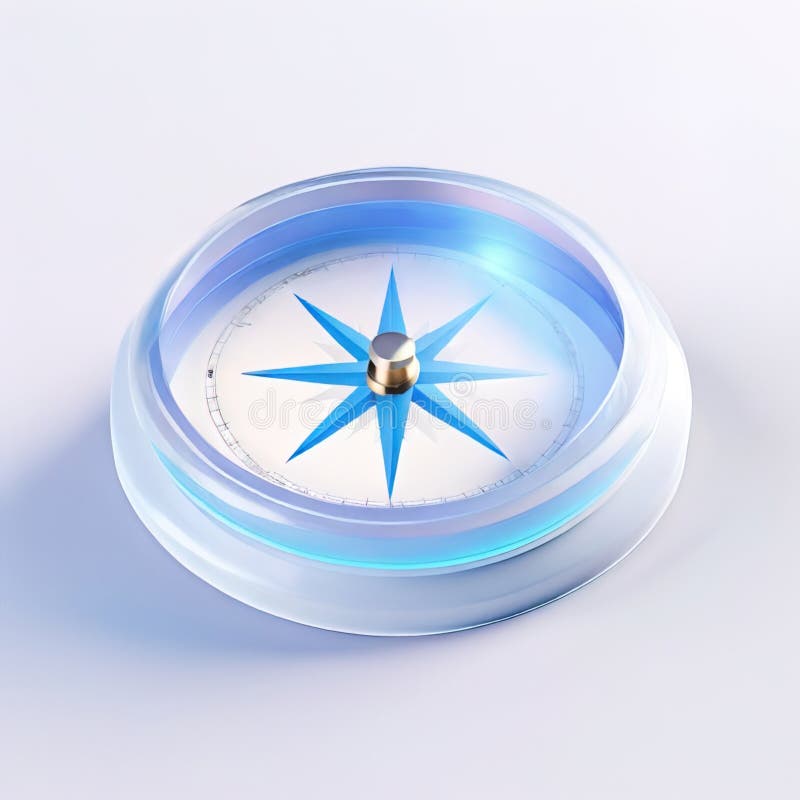 Icon of Compass, Glossy Glass Style Stock Illustration - Illustration ...