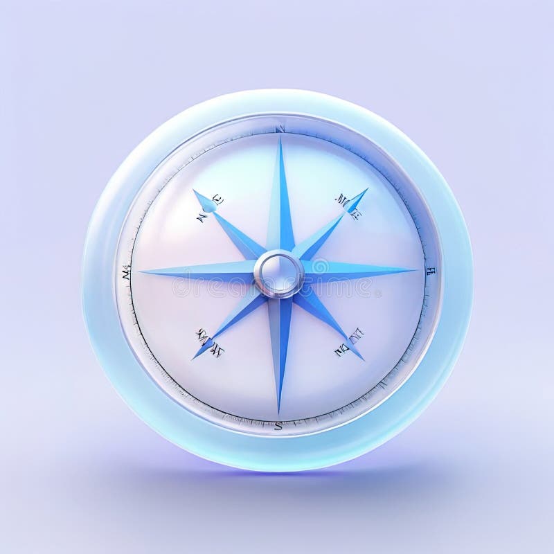 Icon of Compass, Glossy Glass Style Stock Illustration - Illustration ...