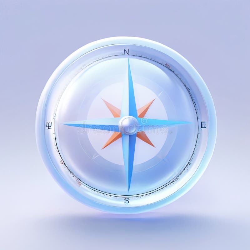 Icon of Compass, Glossy Glass Style Stock Illustration - Illustration ...