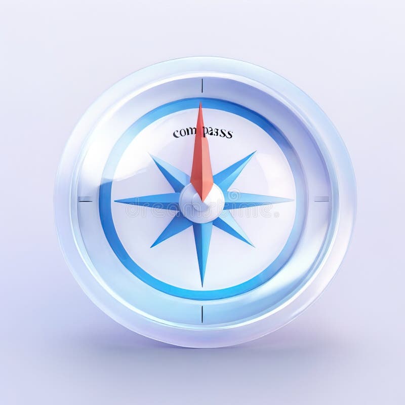 Icon of Compass, Glossy Glass Style Stock Illustration - Illustration ...
