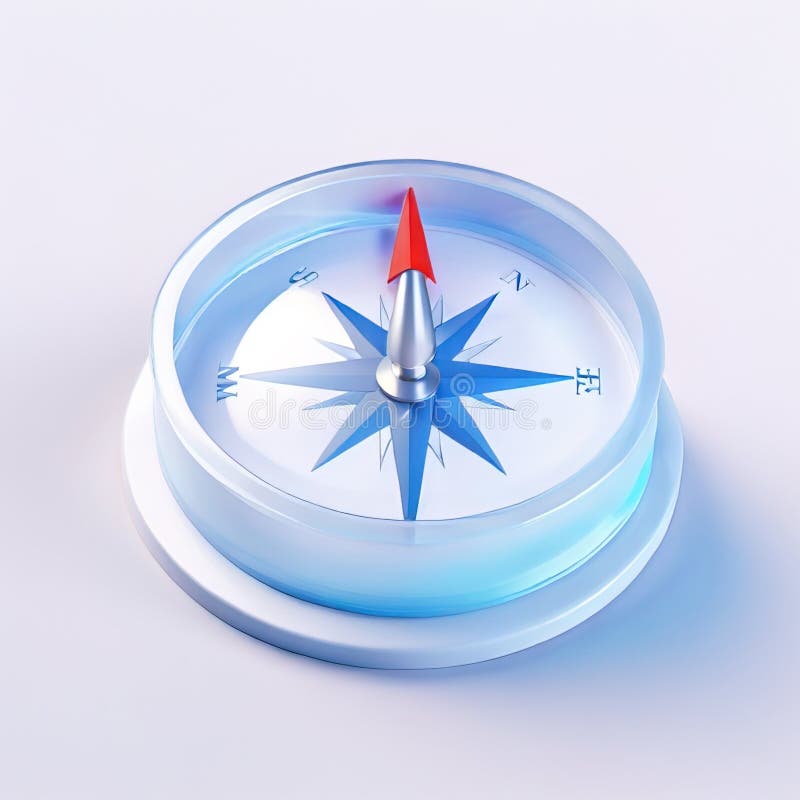 Icon of Compass, Glossy Glass Style Stock Illustration - Illustration ...