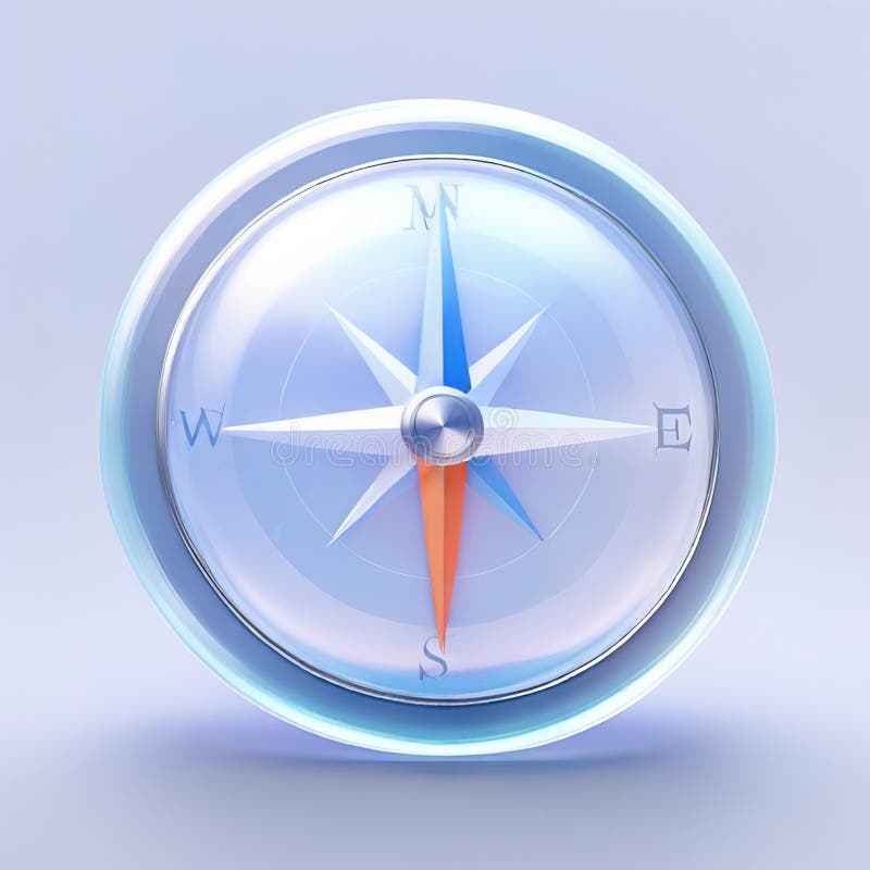 Icon of Compass, Glossy Glass Style Stock Illustration - Illustration ...