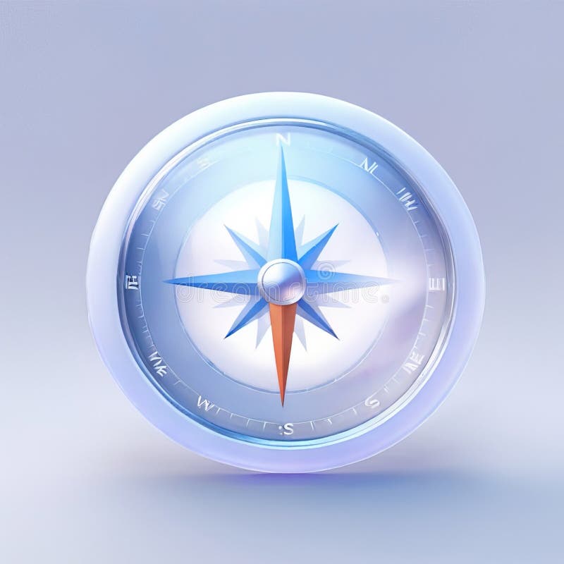 Icon of Compass, Glossy Glass Style Stock Illustration - Illustration ...