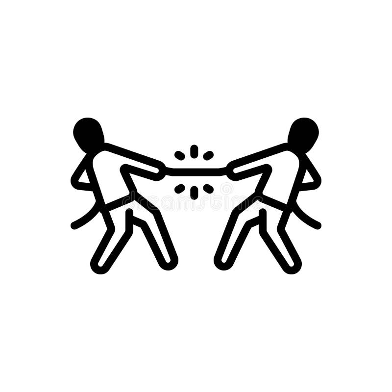 Black Solid Icon for Compete, Take Part and Pulling Stock Vector ...