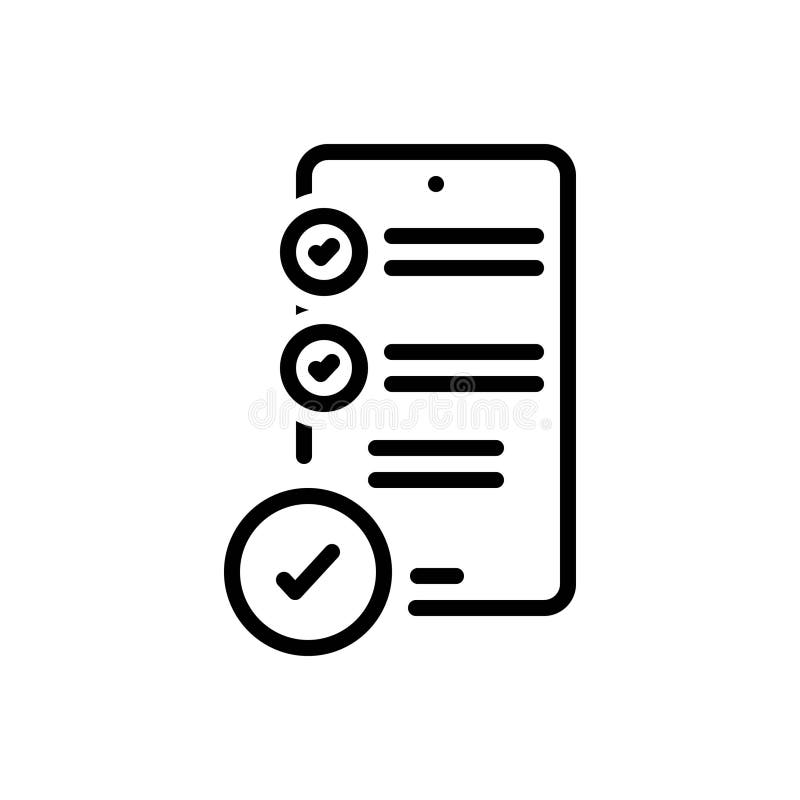 Black Line Icon for Complete, Finished and Approval Stock Vector ...