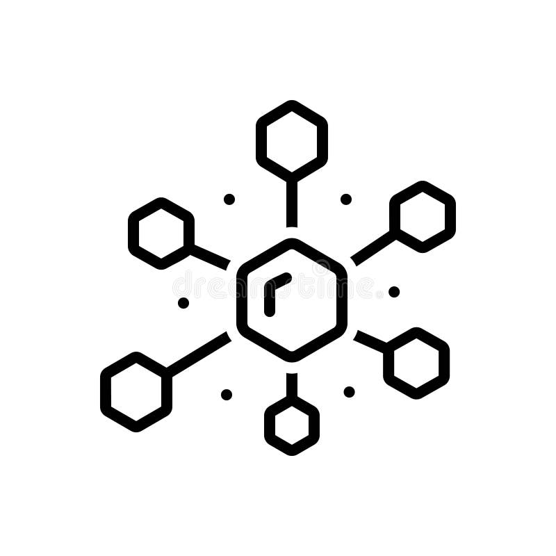 Black Line Icon for Compounds, Combination and Atomic Stock Vector ...