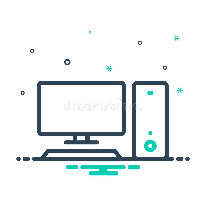 Mix Icon for Computer, Monitor and Cpu Stock Illustration ...