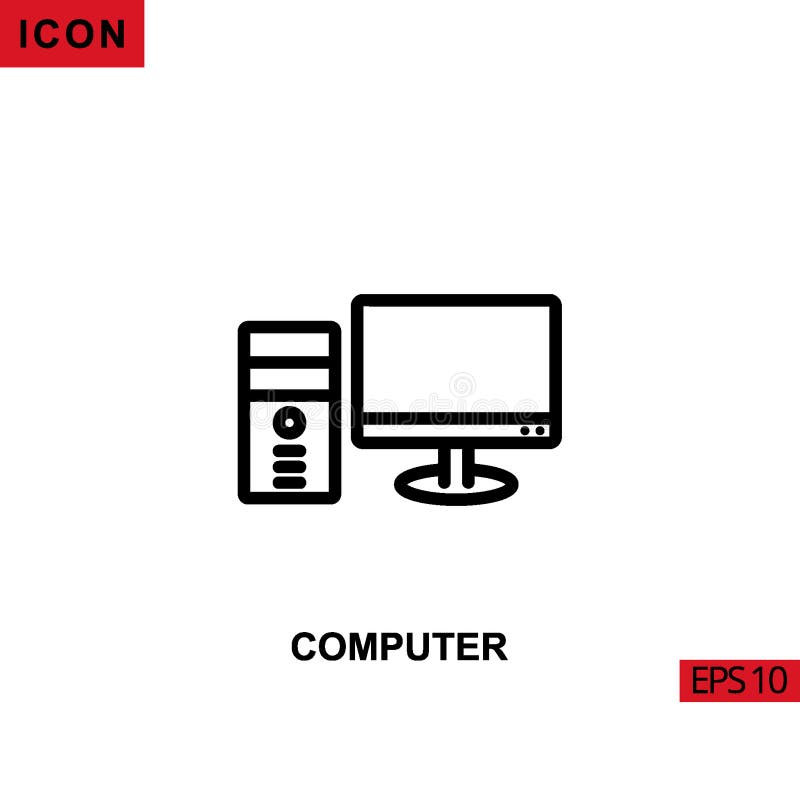Icon Computer. Outline, Line or Linear Vector Icon Symbol Sign ...