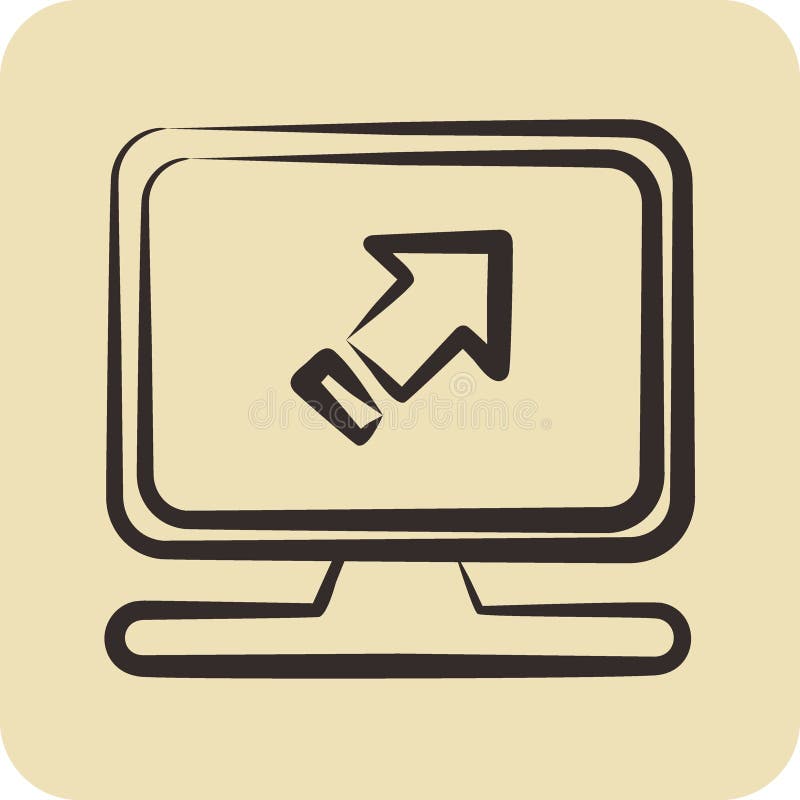 Icon Computer System. Related To Machine Learning Symbol. Hand Drawn ...