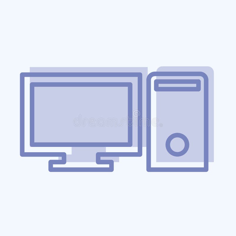 Icon Computer - Two Tone Style,Simple Illustration,Editable Stroke ...